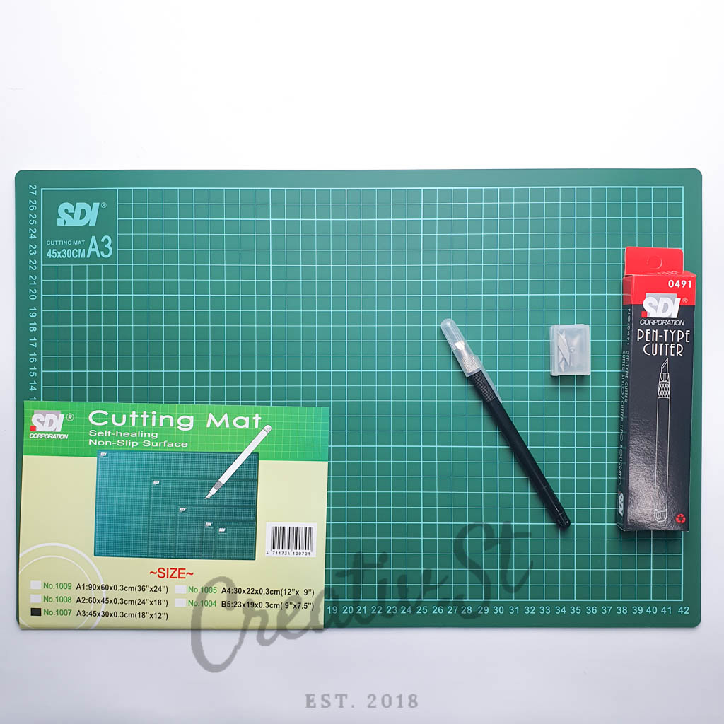 SDI Cutting Mat A3 + PEN CUTTER PRECISION CUTTER Alas Potong 42 cm x 30 ...