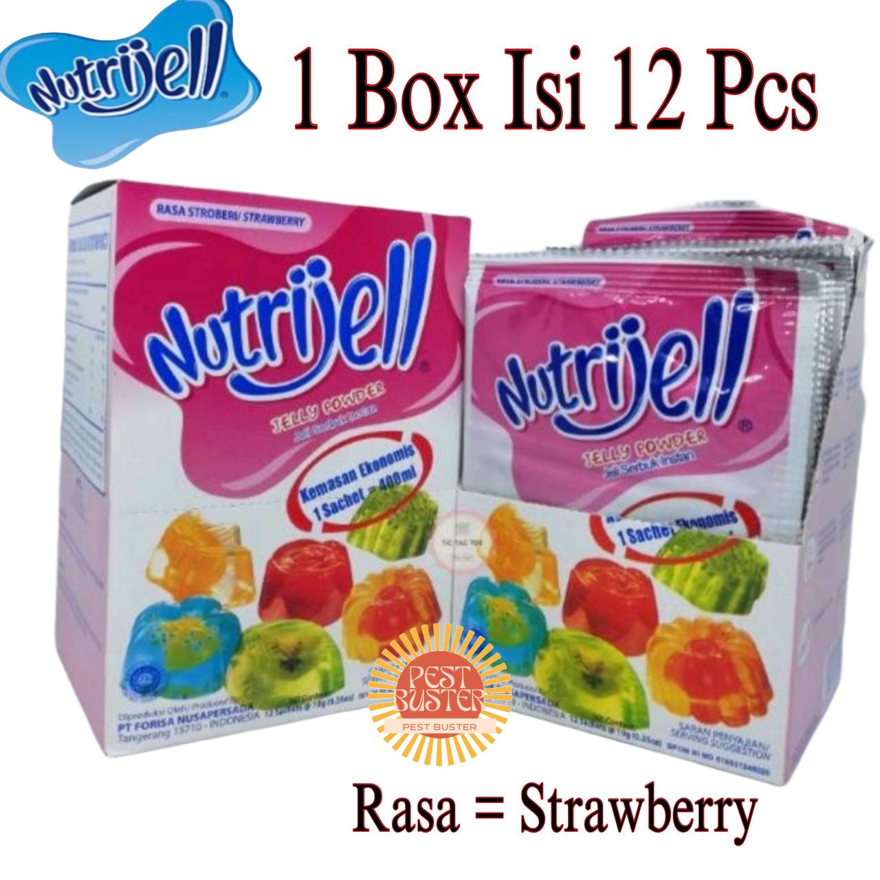 NUTRIJELL STRAWBERRY KEMASAN DUS 12X10g JELLY POWDER INSTANT AGAR AGAR ...