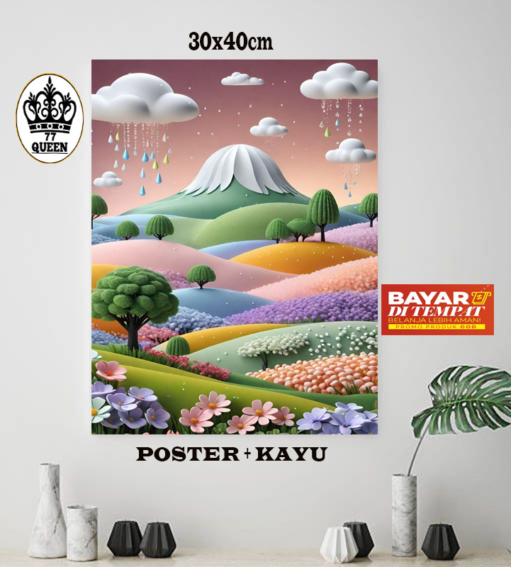 POSTER KAYU GAMBAR PEMANDANGAN/HIASAN DINDING GAMBAR PEMANDANGAN/POSTER ...
