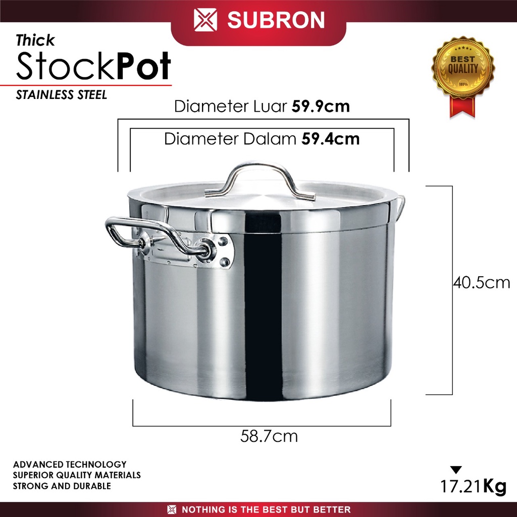 SUBRON Panci Besar Super Tebal Stok Pot 55cm 60cm Sup Soup Masak Banyak ...