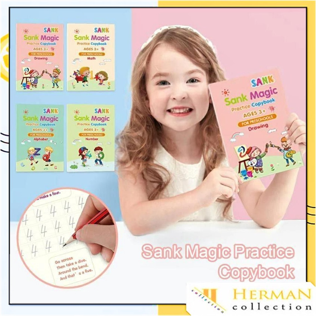 HC Sank Magic Book Practice Copy Book 4 in 1 Bahasa Inggris Arabic ...