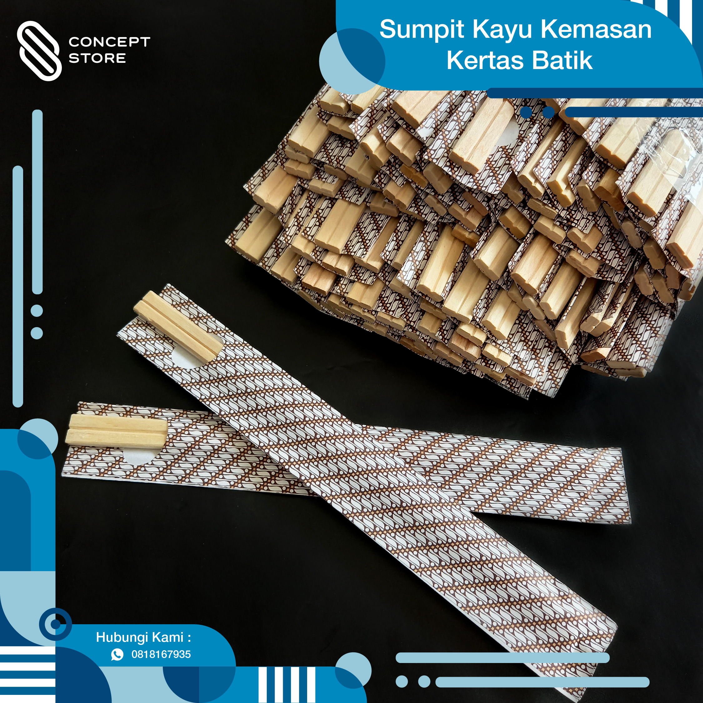 Sumpit Kayu Kemasan Kertas Batik 100pcs | Lazada Indonesia