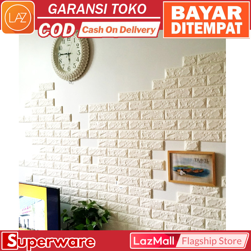 BAYAR DITEMPAT - [ WALLPAPER DINDING BATA 3D ] Wallpaper Foam dinding ...