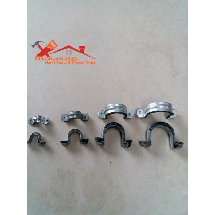 Klem Pipa Plat / Clamp Pipa Pipe Paralon Besi / Klem Omega Galvanis ...