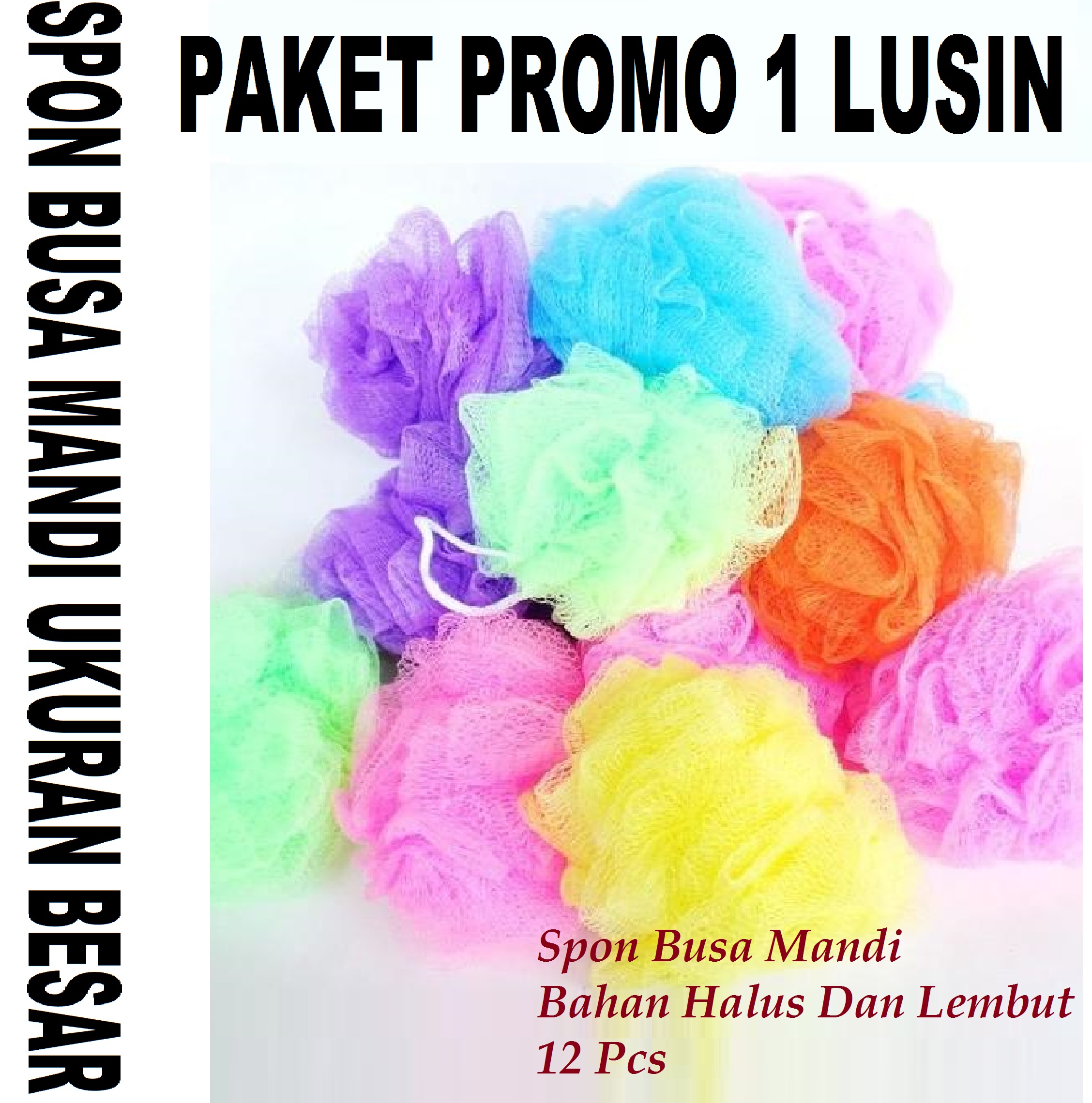 ( PROMO 1 LUSIN ) Spon Mandi Jaring / Spons Mandi UKURAN BESAR / Bath ...