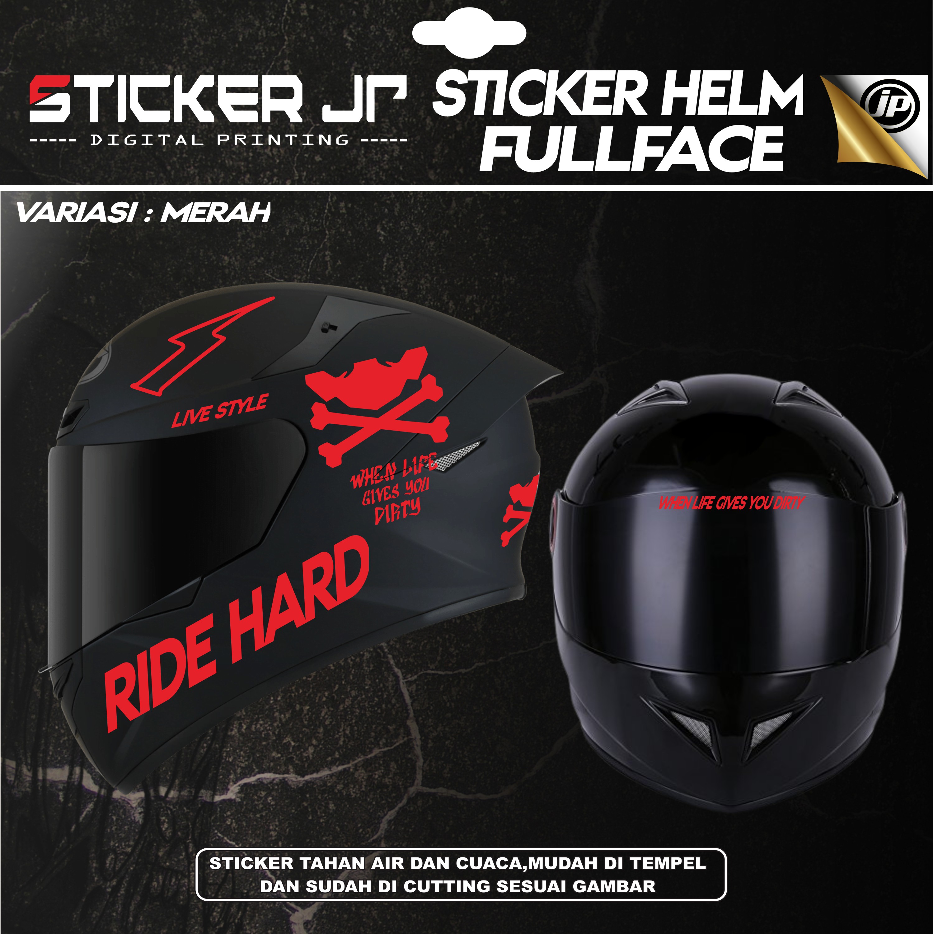 Stiker Helm Full Face - Cutting Sticker Aksesoris helem FullFace Ride ...