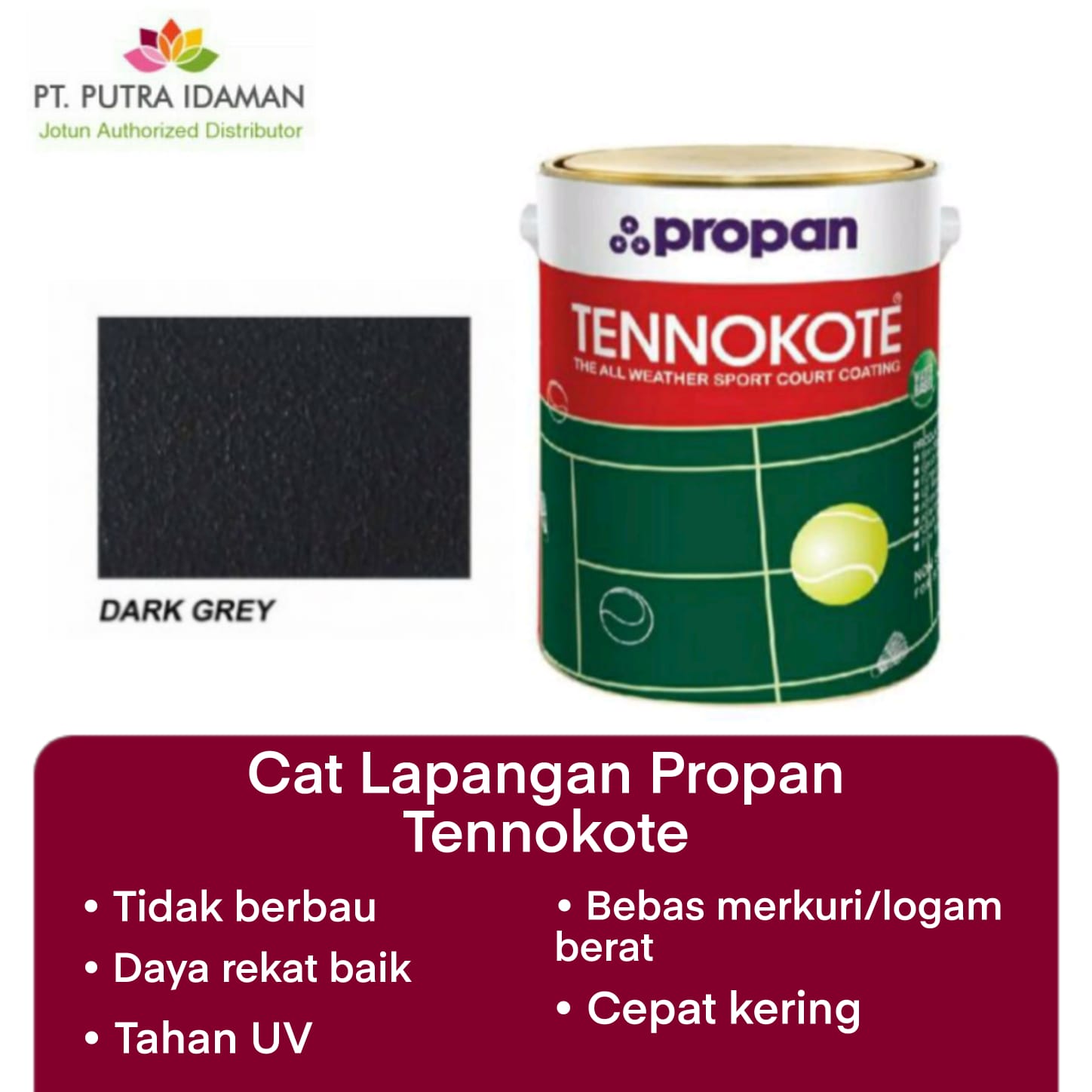 CAT LAPANGAN PROPAN TENNOKOTE TNK 1000 WA - DARK GREY | Lazada Indonesia