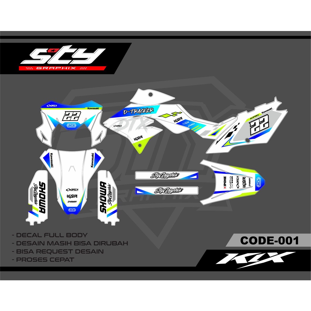 DECAL KLX BF DTRACKER CRF 150L PUTIH CUSTOM DESAIN | Lazada Indonesia