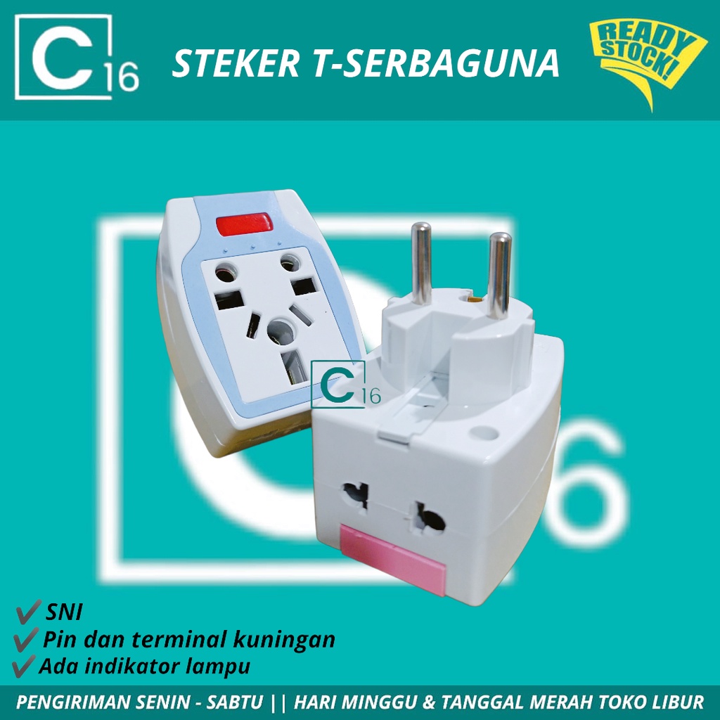 Steker T Serbaguna 2 Kaki Multifungsi / Colokan Listrik T BERKUALITAS ...