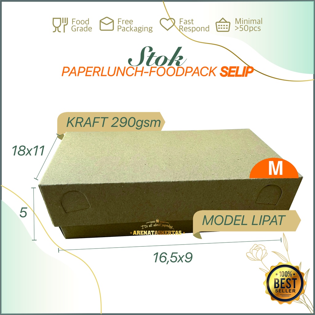 Paper Lunch Box SELIP SML Kraft Coklat/ Dus Box Kemasan Makanan ...