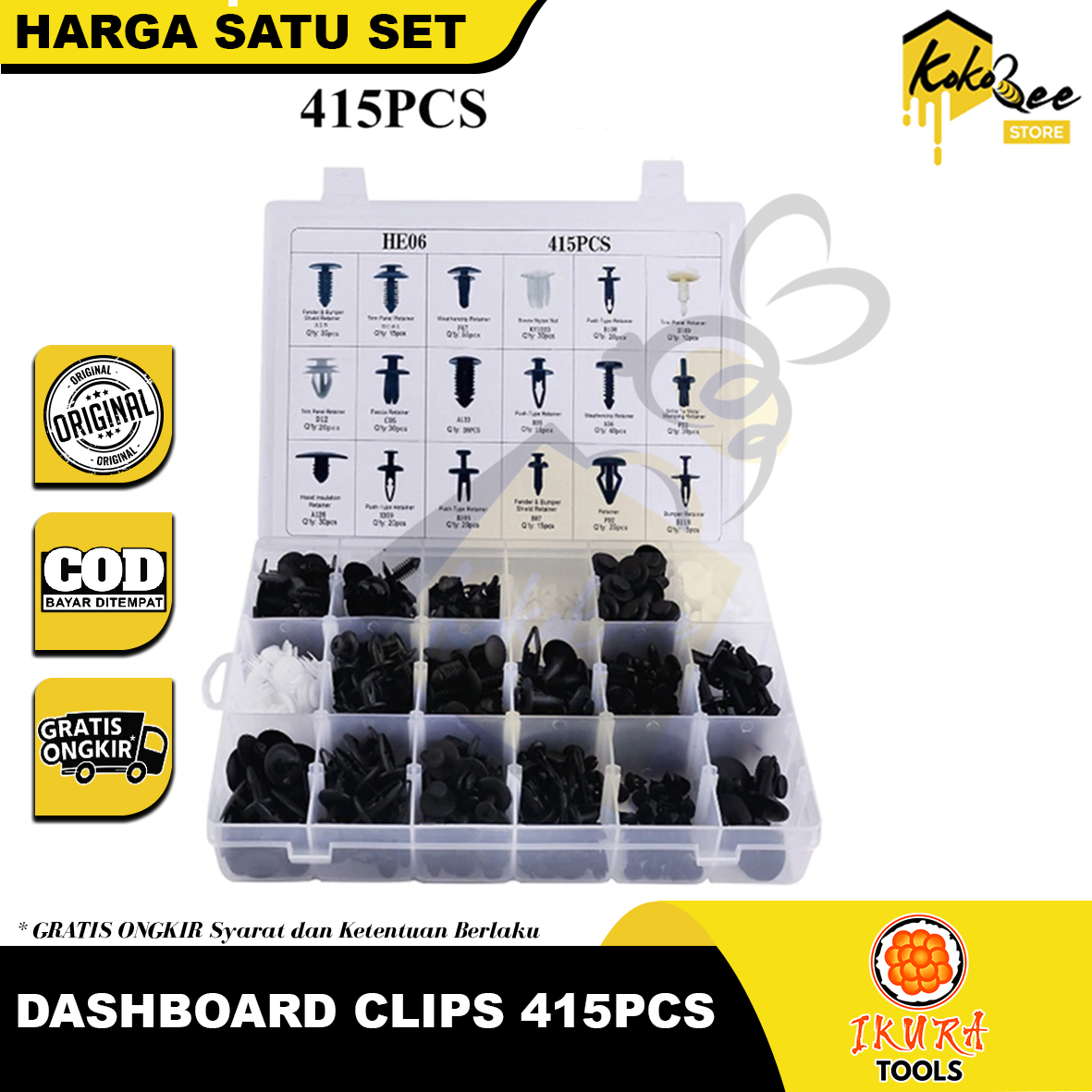 Baut rivet klip dashboard mobil 415pcs kancing plastik bumper ...