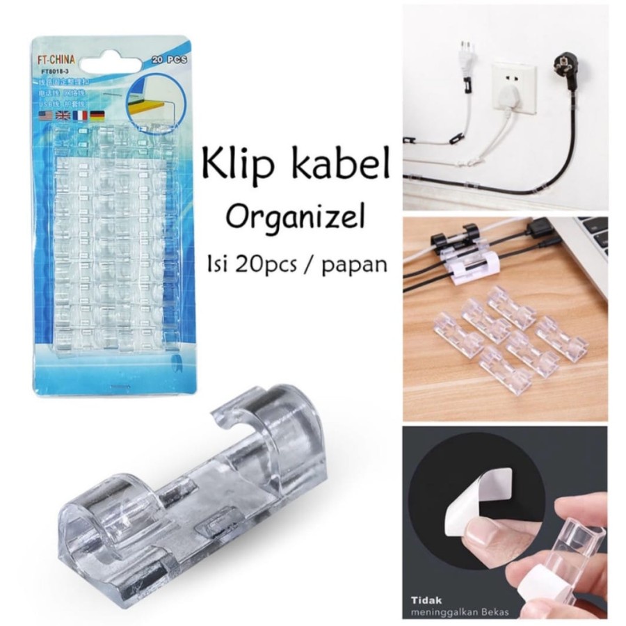 Klem Kabel Tempel Pengikat Perapih Cable Clip Holder Kabel | Lazada ...