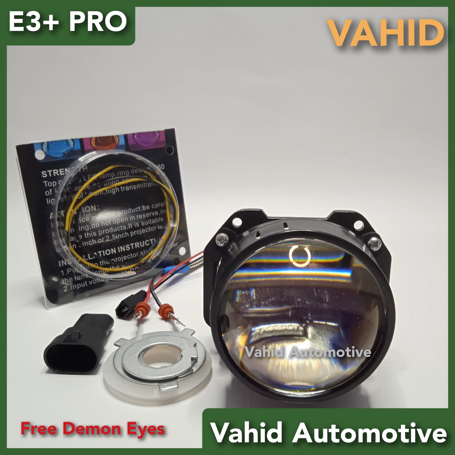 Bi-LED E3+ PRO Vahid | 2.5 inch LED Projector Headlight Purple Lens ...