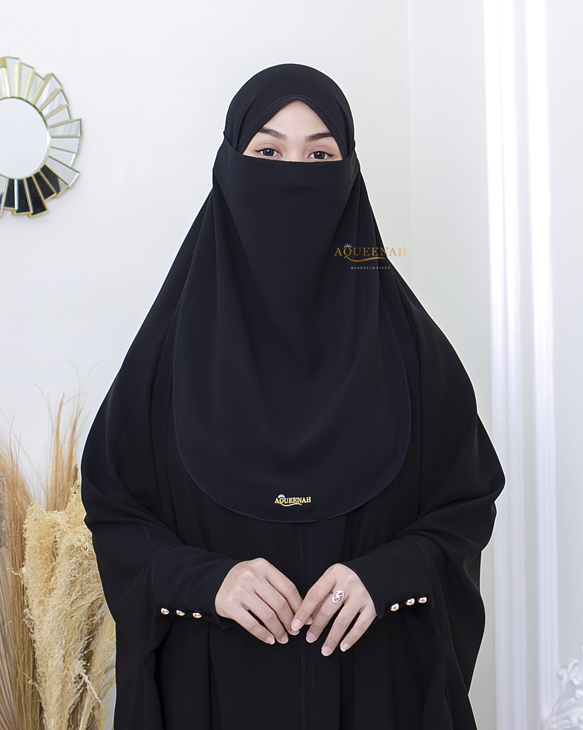Aqueenah Cadar Tali Layer Oval Waliyah Premium Sifon Arabian Jetblack ...