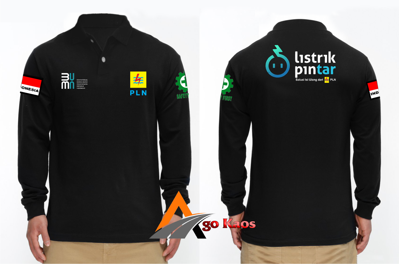 BAJU kerah mode polo LISTRIK PINTAR belakang dan Depan LOGO PLN - BAJU ...