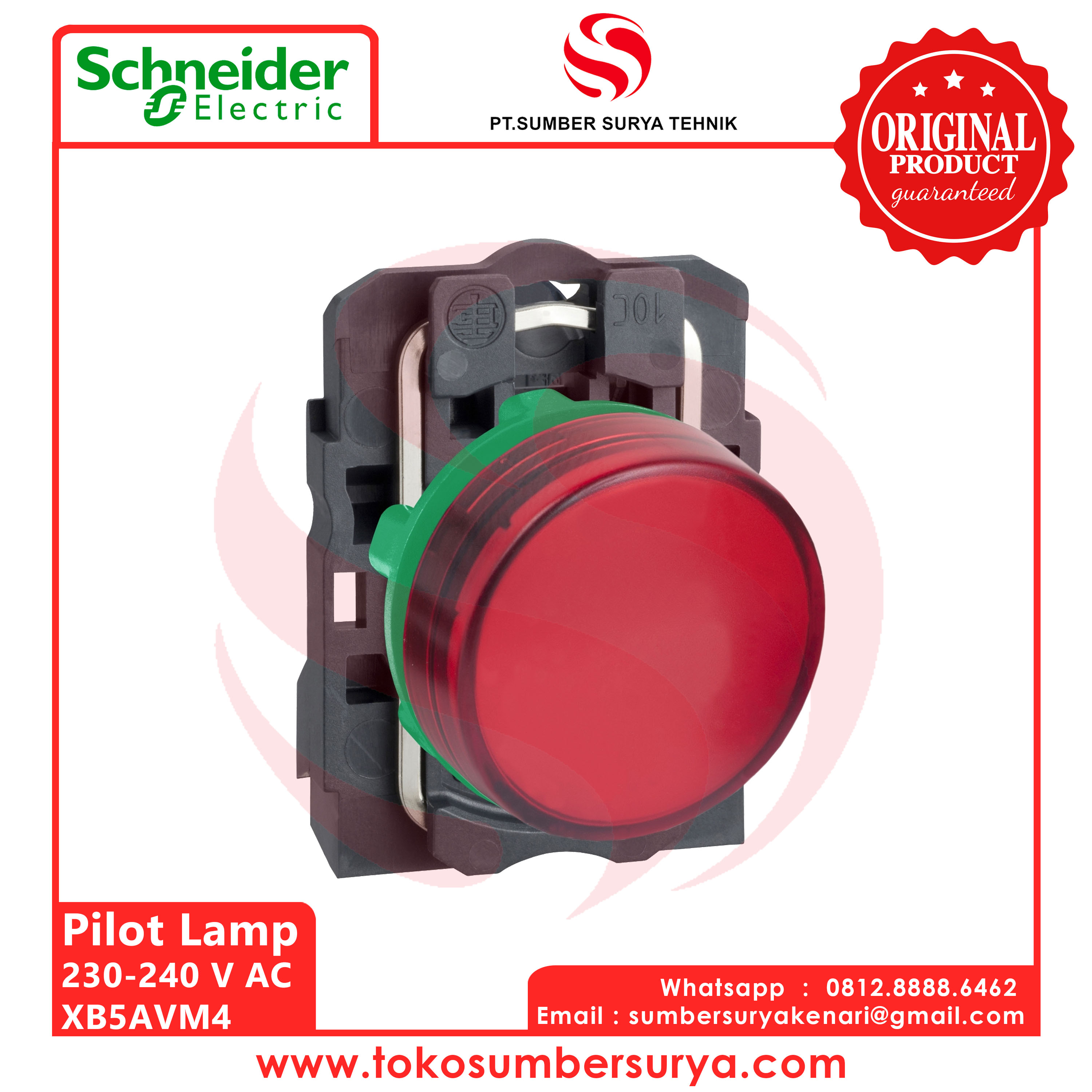 Pilot Lamp Warna Merah Saklar Listrik ON OFF SNI XB5AVM4 Asli Ori ...