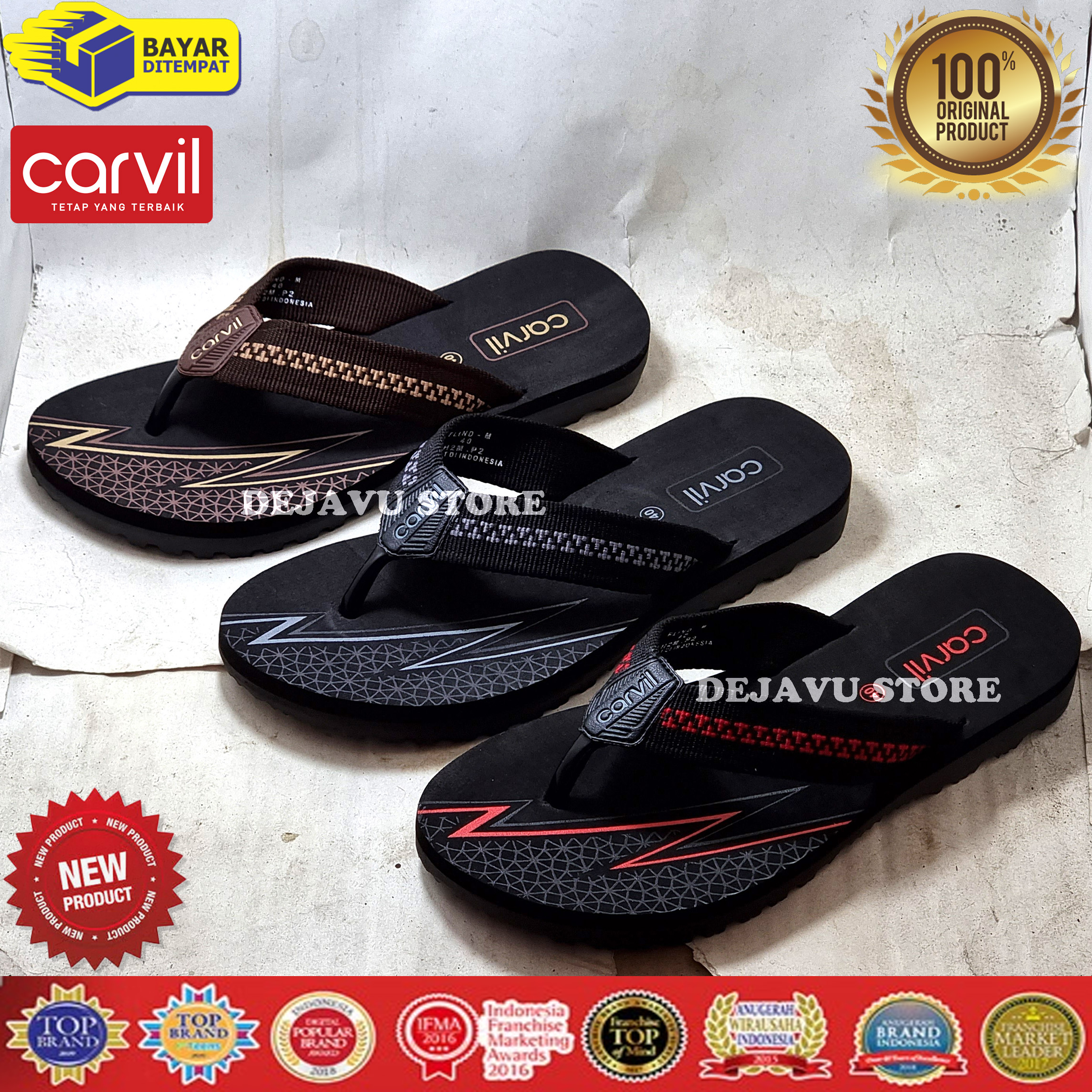 Carvil Sandal Jepit Pria Flind Dewasa Remaja Laki-laki Sendal Distro ...