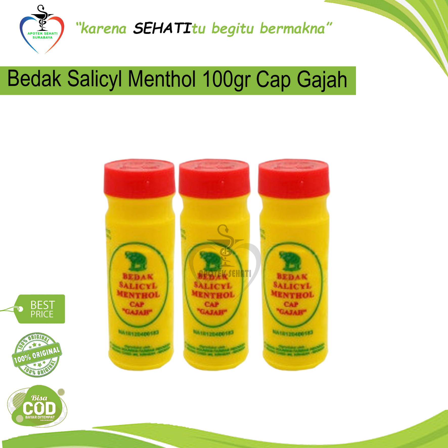 BEDAK GAJAH SALICYL / SALISIL MENTOL - KULIT BIANG KERINGAT - MENTHOL ...