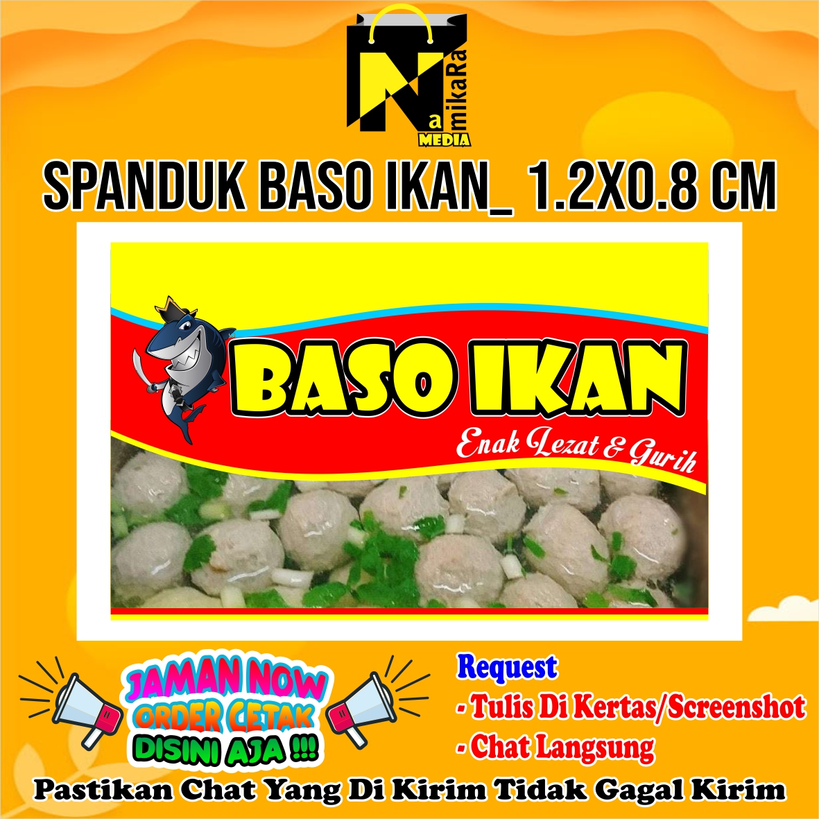 Spanduk banner bakso ikan terbaru paling keren ukuran 2x0.8 m bisa cod ...