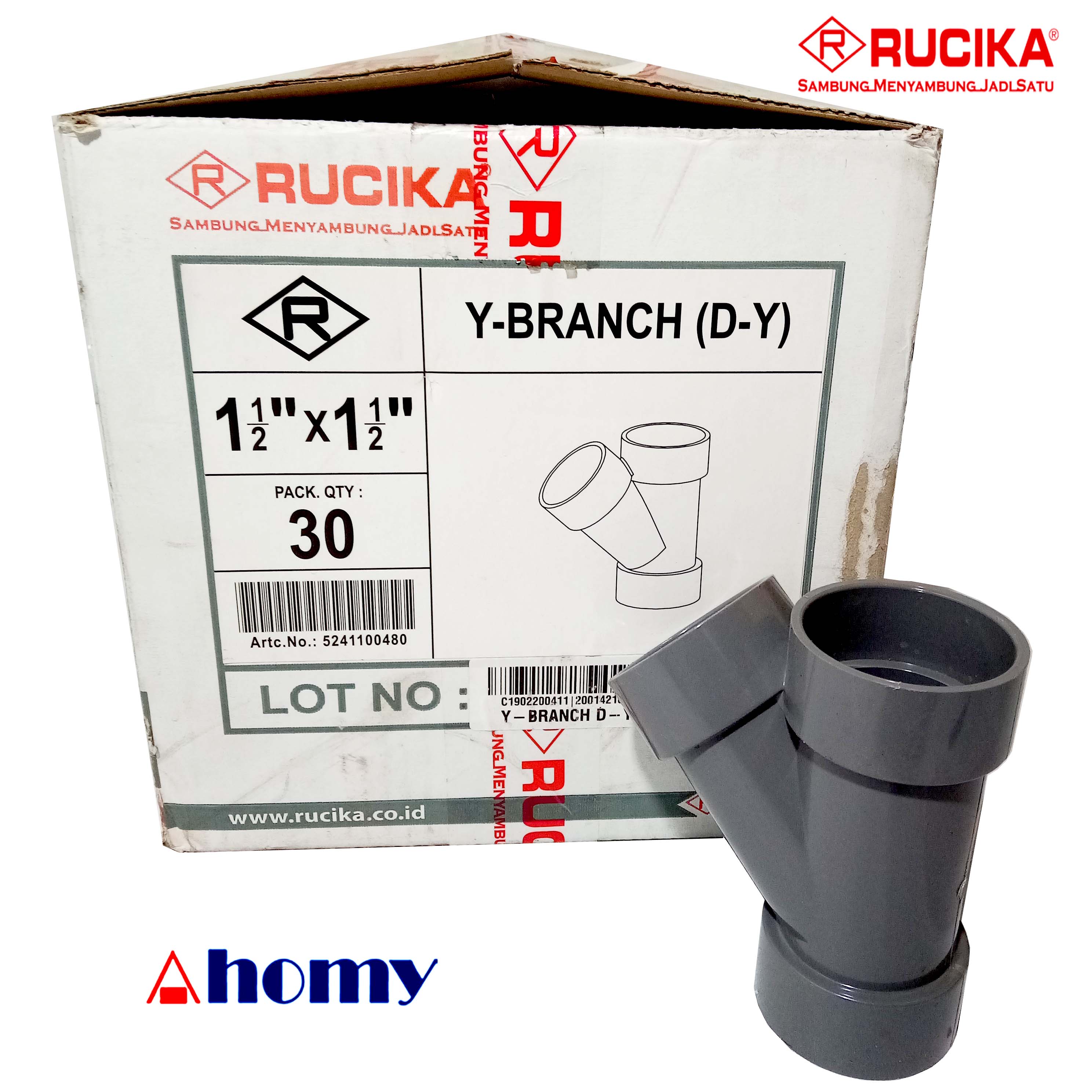1pc tee Y 1-1/2" x 1-1/2" 45d DV sedang rucika sambungan pipa pvc ...