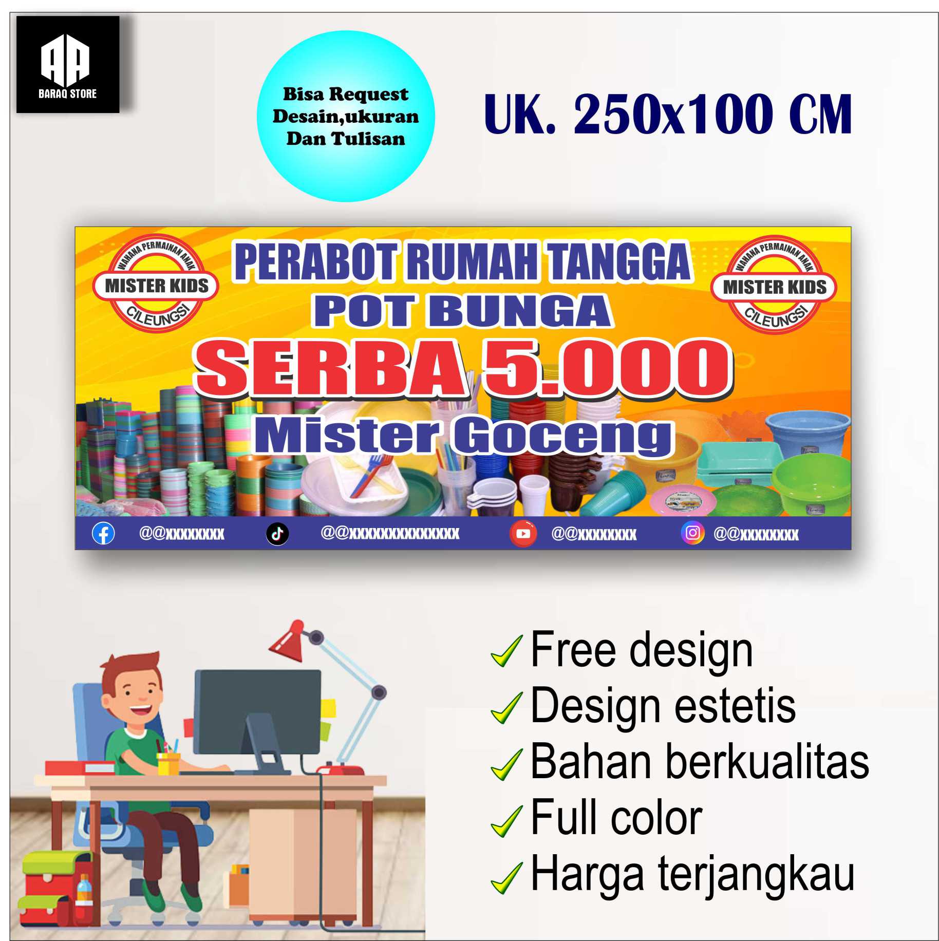 CETAK SPANDUK JUALAN CETAK BANNER PERABOTAN GOCENG UKURAN BISA REQUEST ...