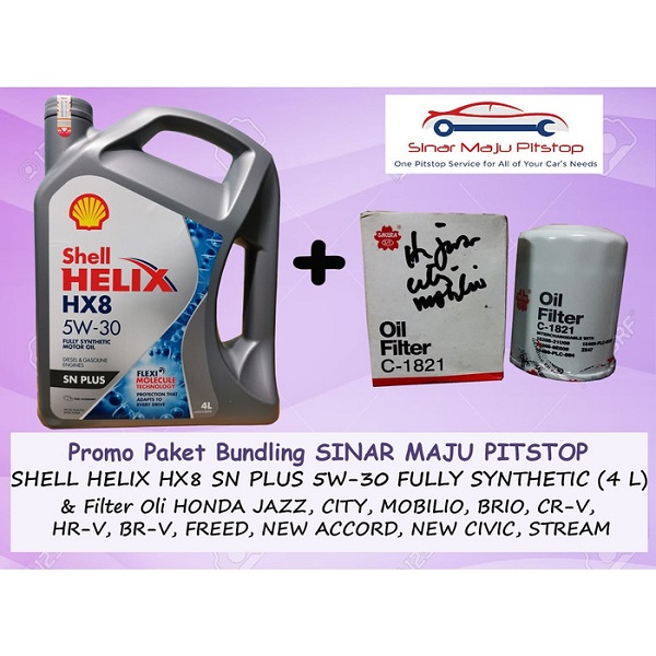 Paket Bundling Oli SHELL HELIX ULTRA HX8 5W-30 API SP Original 4 Liter ...