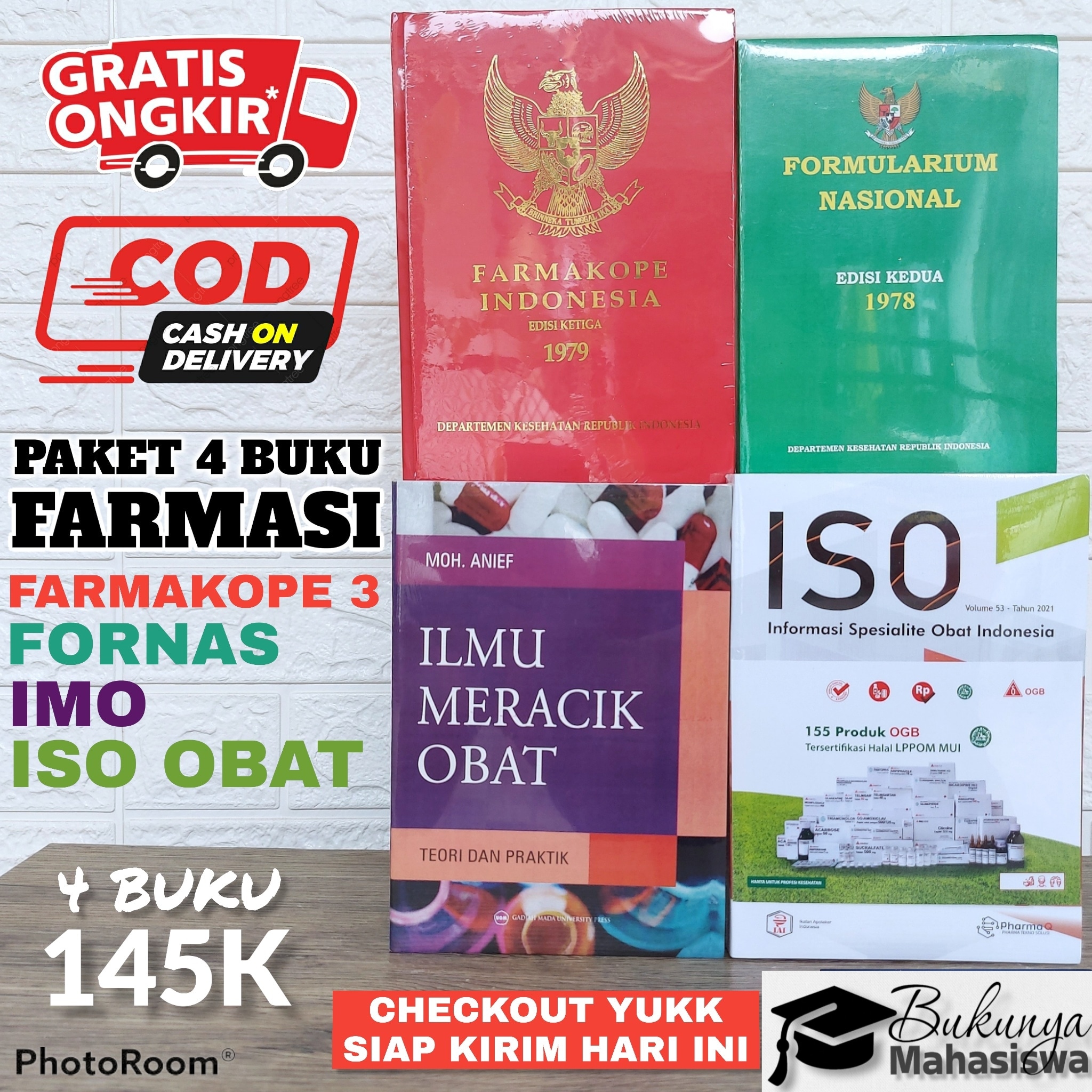 PAKET LENGKAP 4 BUKU FARMASI DASAR FARMAKOPE 3 ISO FORMULARIUM NASIONAL ...