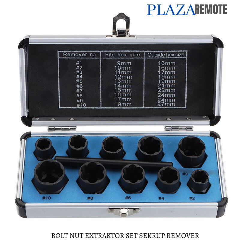 PEMBUKA BAUT MUR RUSAK BOLT NUT LONG BOX REMOVER EXTRAKTOR ISI 10PC ...