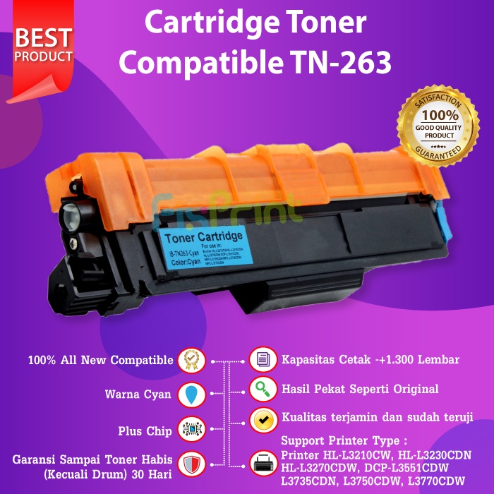 Cartridge Toner TN263 TN-263 Compatible Printer Brother HL-L3270CDW MFC ...