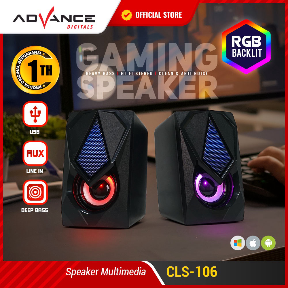 ADVANCE CLS-106 RGB SPEAKER GAMING RGB LED GAMING DUAL SPEAKER | Lazada ...