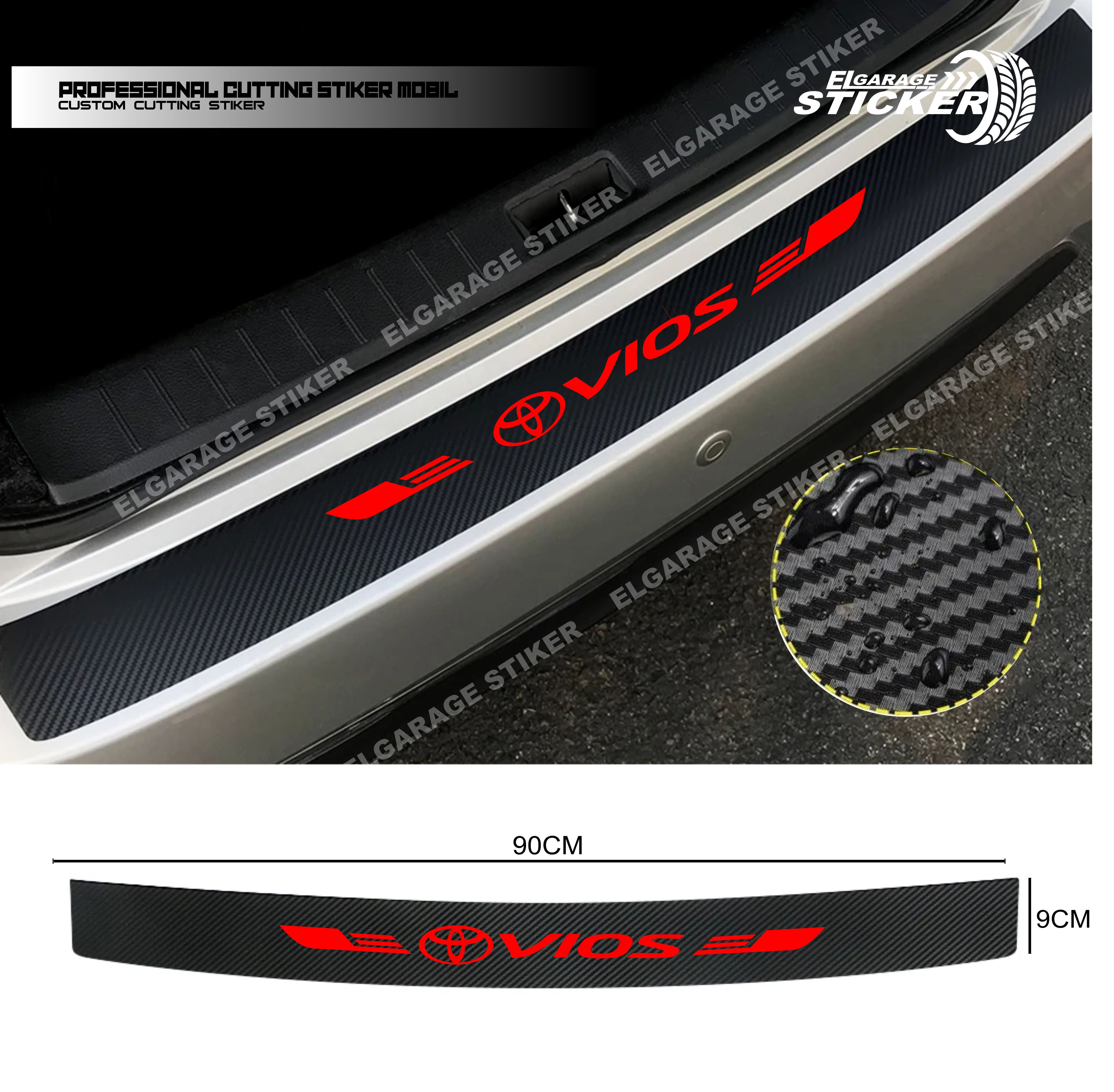 1pcs stiker carbon toyota vios stiker carbon pelindung bagasi mobil ...