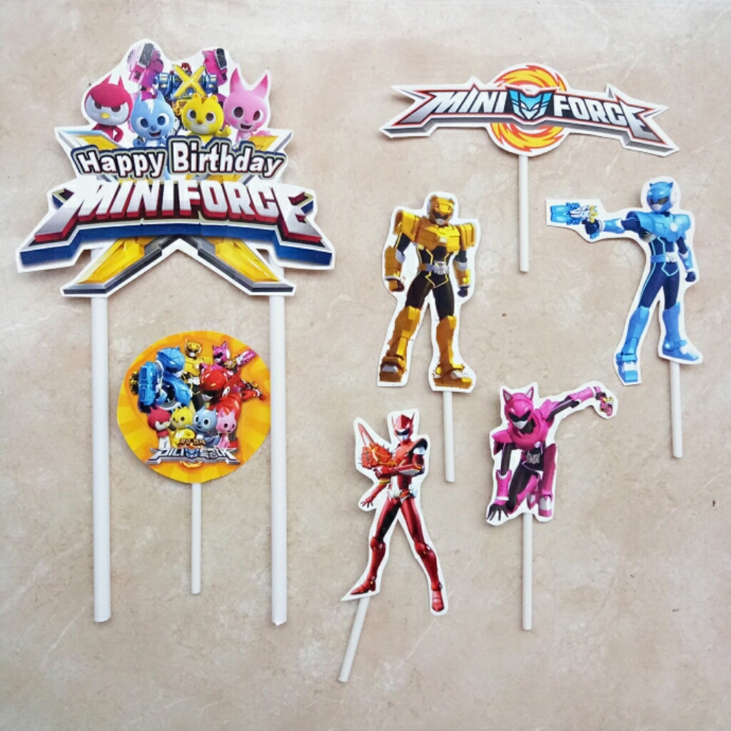 topper toper cake hiasan kue ulang tahun karakter miniforce mini force ...