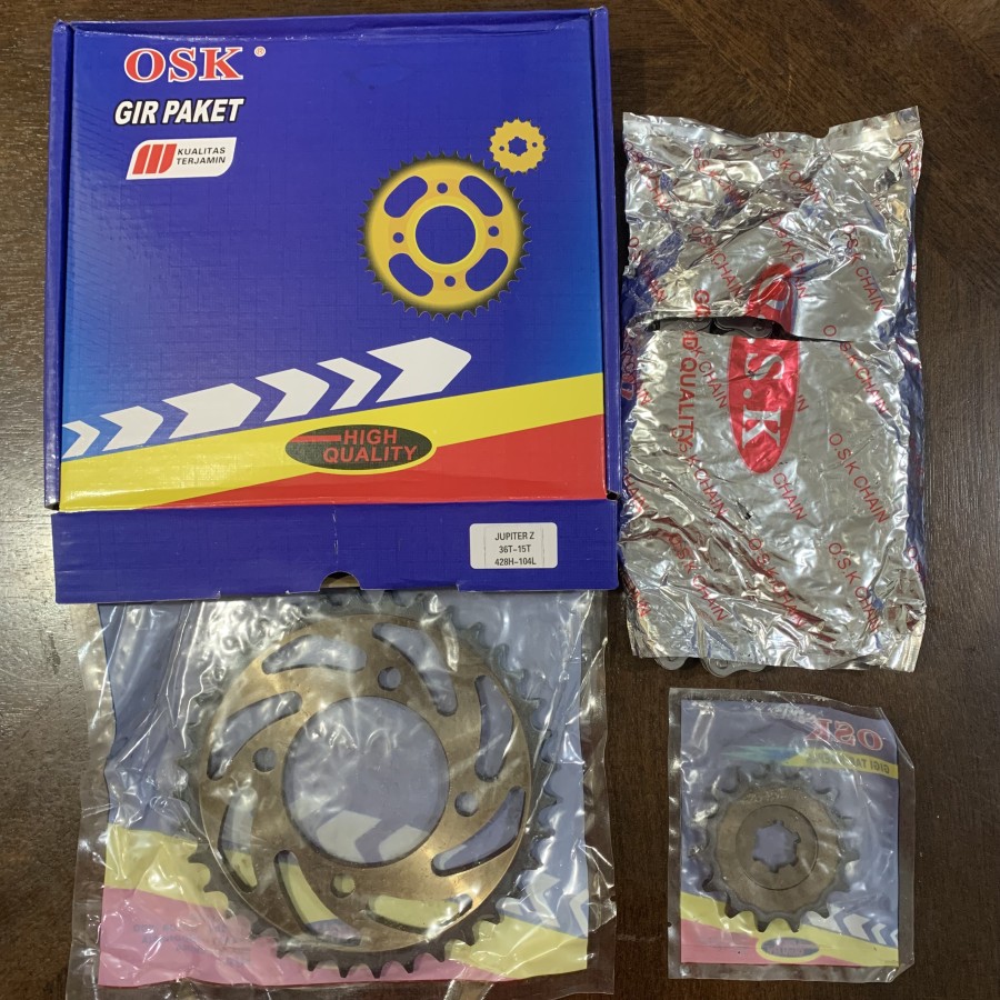 OSK JUPITER Z GEAR SET RANTAI MOTOR 36T 15T 428H 104L VEGA R NEW PAKET GIRSET GIR RANTE RODA ...