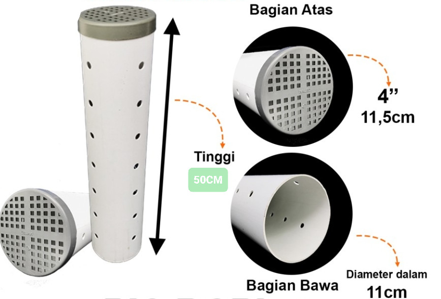 PIPA BIOPORI 100 CM tutup pipa biopori resapan air hujan 4inch 1 METER ...