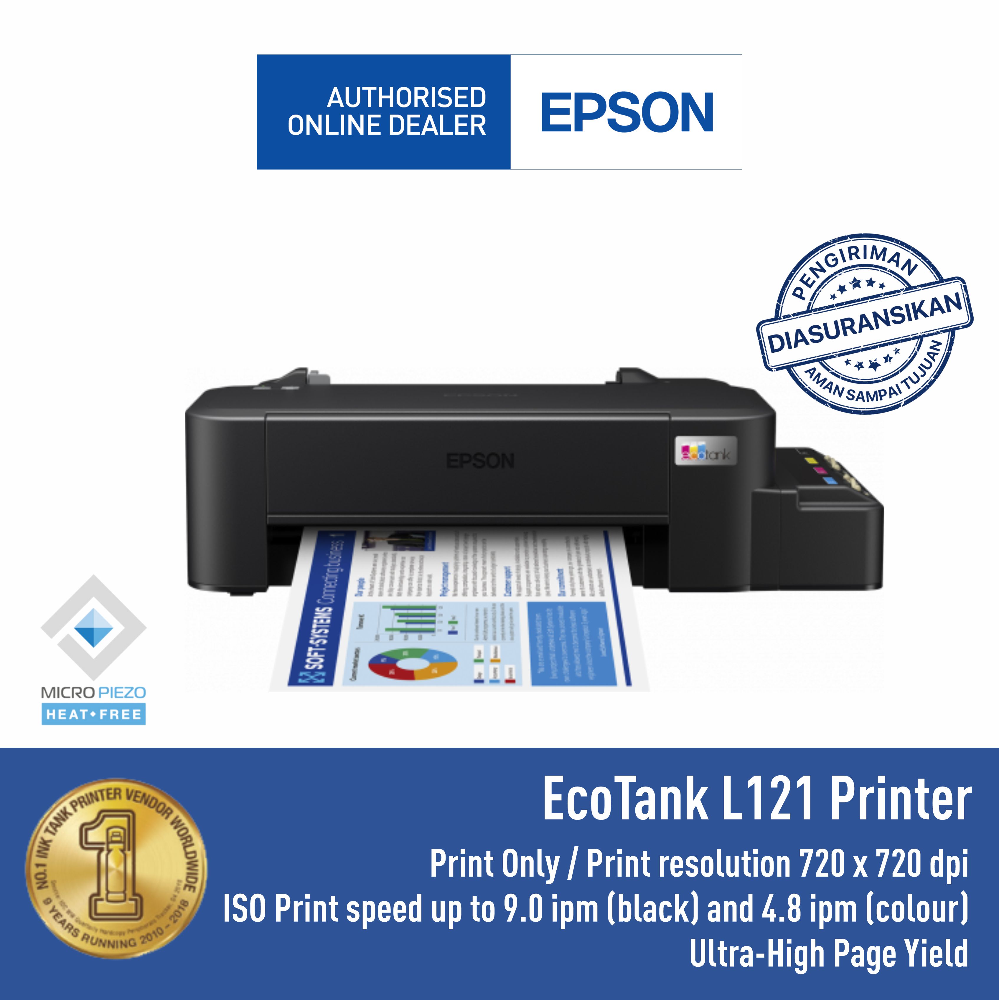 Printer EPSON L121 L-121 L 121 Printer Cetak A4 Garansi Resmi Pegganti L120 L-120 Print only ...