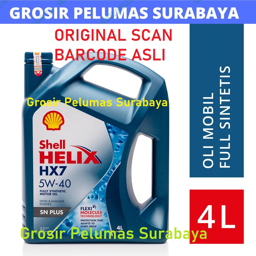 Oli mesin bensin diesel Original Barcode scan Shell Helix HX7 Plus 5w/40 5W-40 SN Plus galon 4 ...