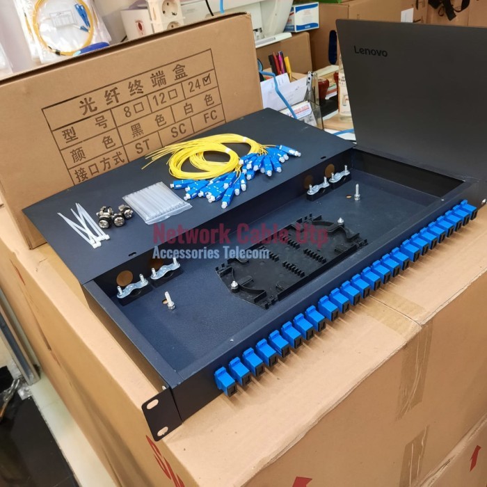OTB rack 24 core LENGKAP adptor pigtail - ODF rackmount 24 core sc upc ...