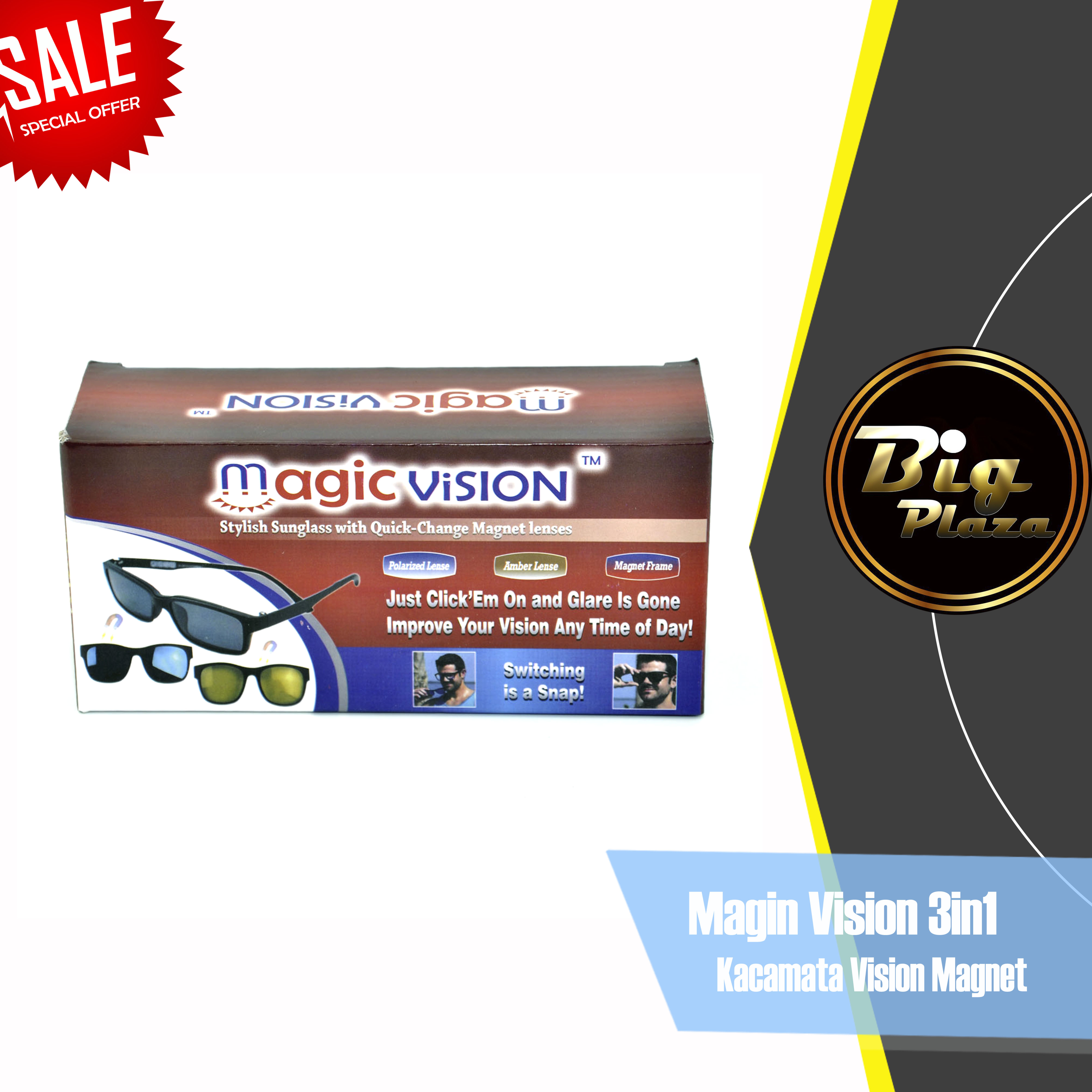 Magic Vision 3 in 1 Kacamata HD Vision Magnet - BIG PLAZA | Lazada ...