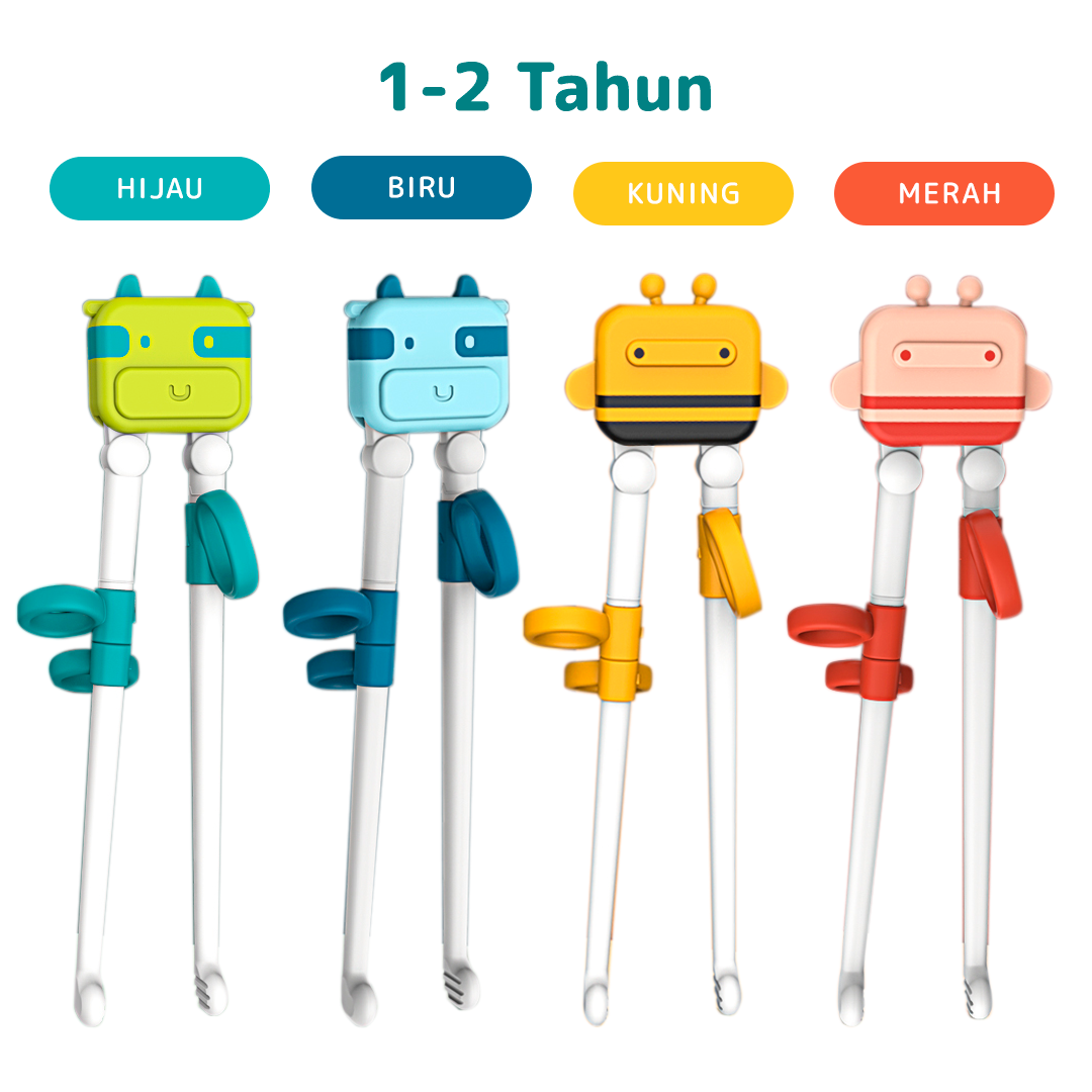 HOGOKIDS Sumpit Latihan Anak | Sumpit Sendok Belajar Makan Bayi Silikon ...
