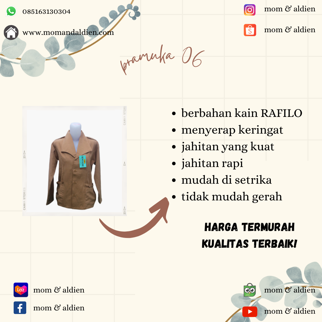 Seragam Sekolah Pramuka 06 Bahan Rafilo Ukuran Terlengkap | Lazada ...