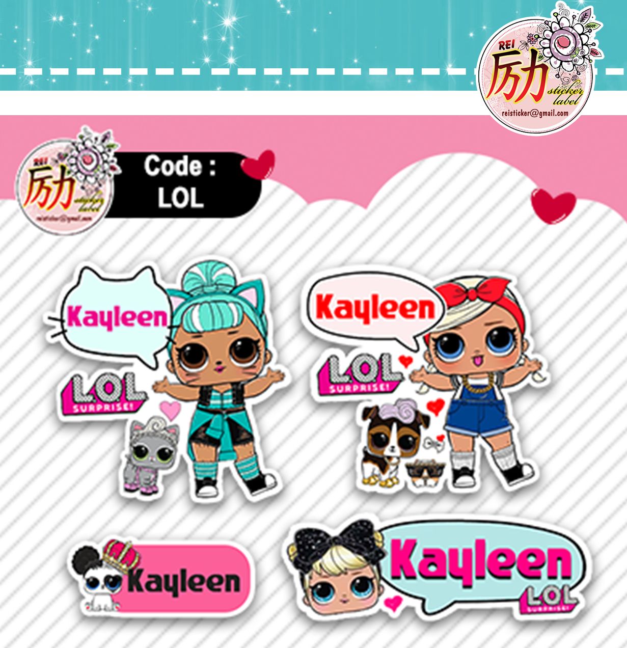GIRLY CHARACTER ️ Sticker Label Nama Waterproof // Sticker Label Nama ...