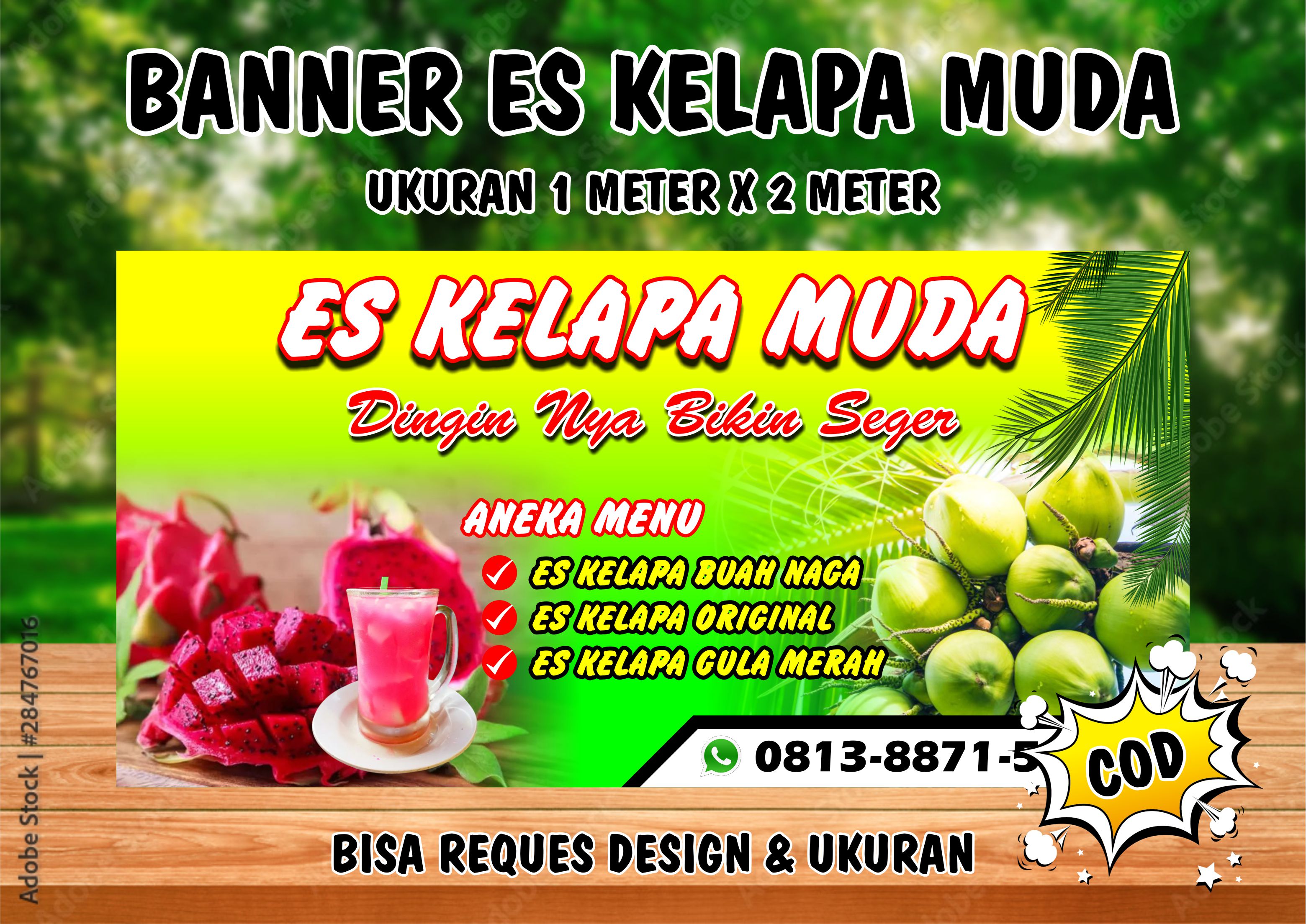 Spanduk Banner Es Kelapa Muda ukuran 1 meter x 2 meter | Lazada Indonesia