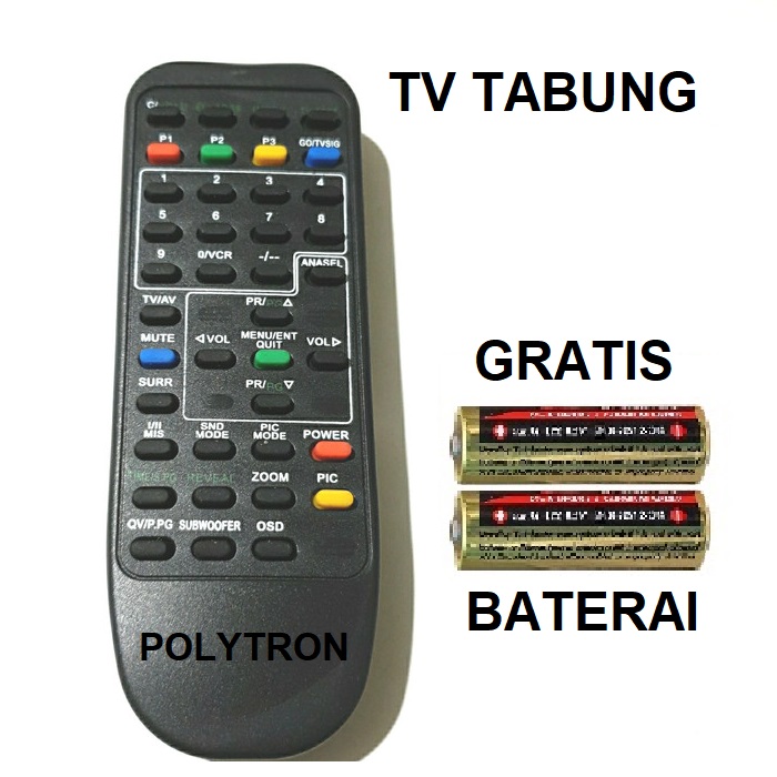 Remote Remot Khusus TV Tabung POLYTRON POLITRON Gratis Baterai / Hitam ...