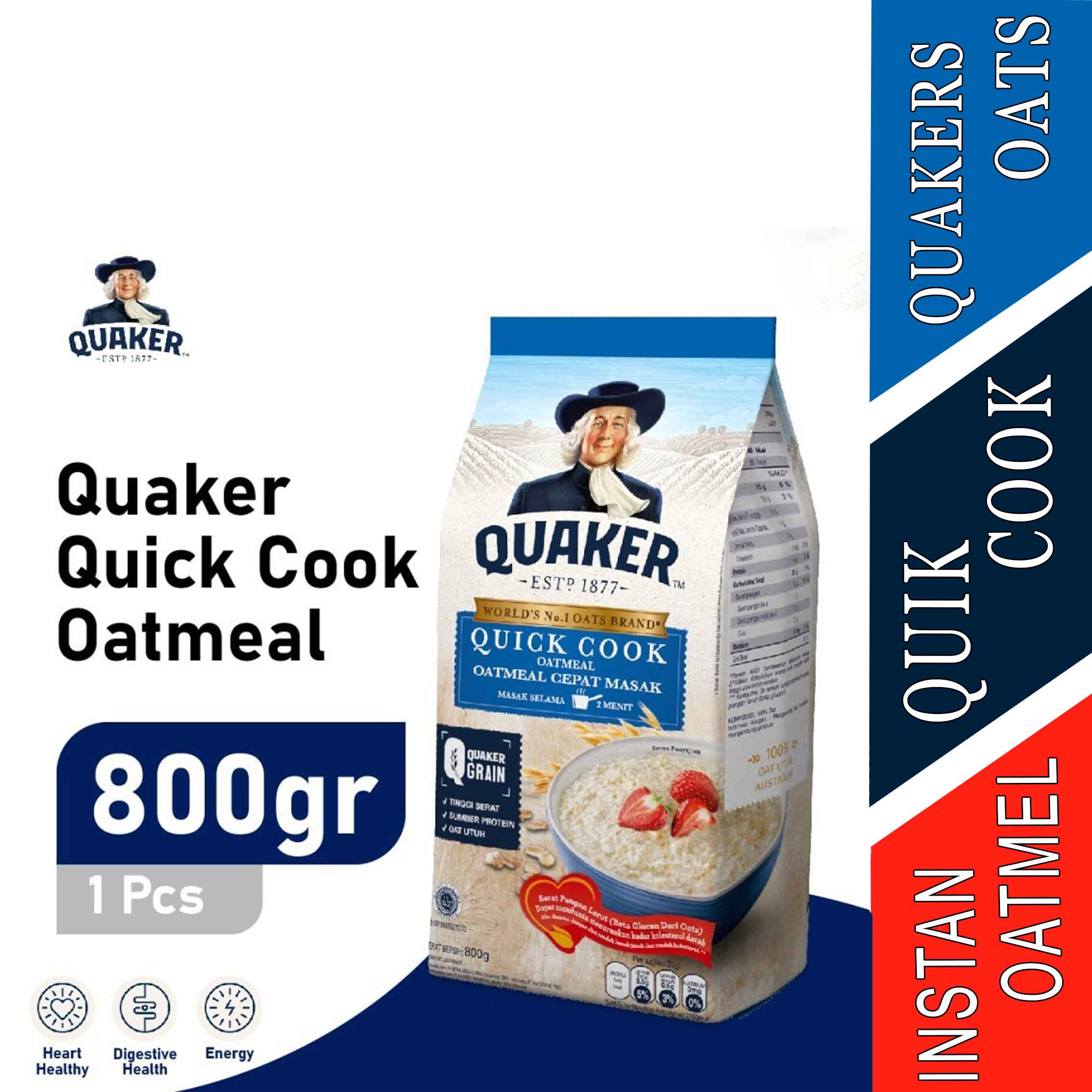 OAT MEAL- QUAKER OATS QUIK COOK 800g- QUAKER | Lazada Indonesia