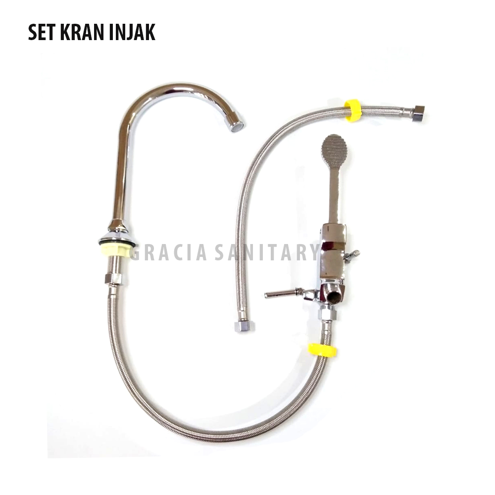 Kran Injak / Kran Injak Wastafel Komplite Keran Injak Kuningan Krom ...