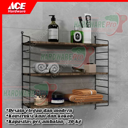 Rak Dinding 3 Tingkat Hitam Rak Gantung 3 Susun Hitam MASTERSPACE ACE ...