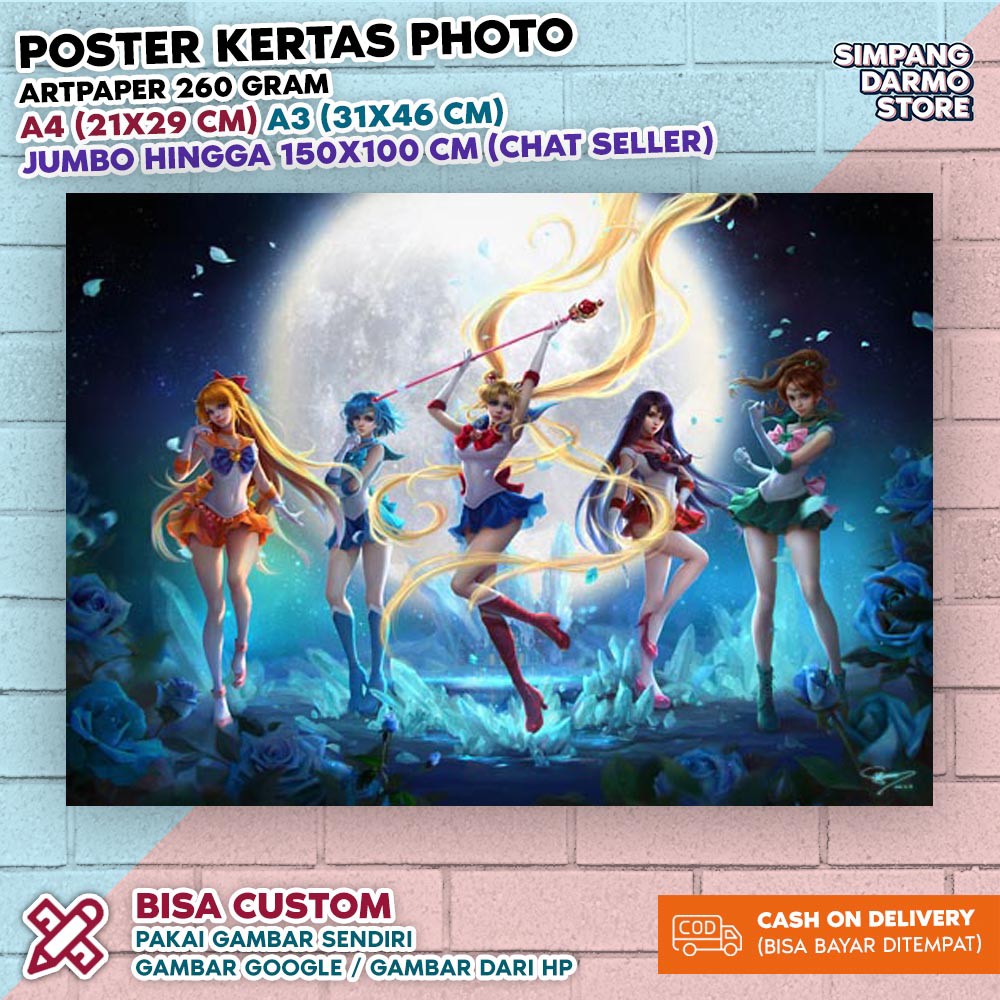 Poster Sailor Moon Anime Terbaru Wibu Chibiusa Venus Mars Hiasan ...