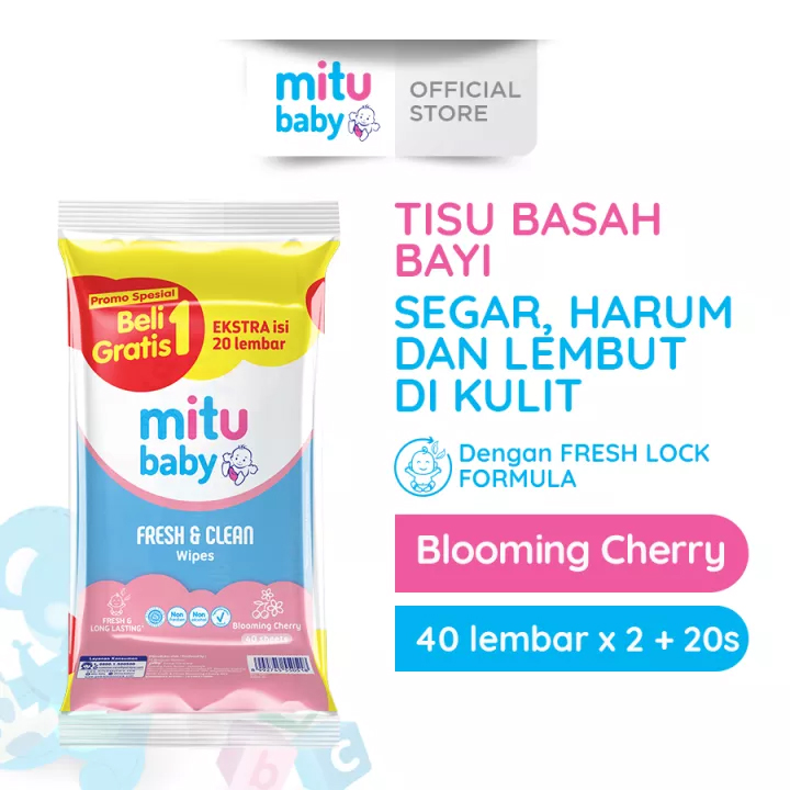 Mitu Baby Wipes Fresh & Clean Pink 40S Bogof+20S | Lazada Indonesia