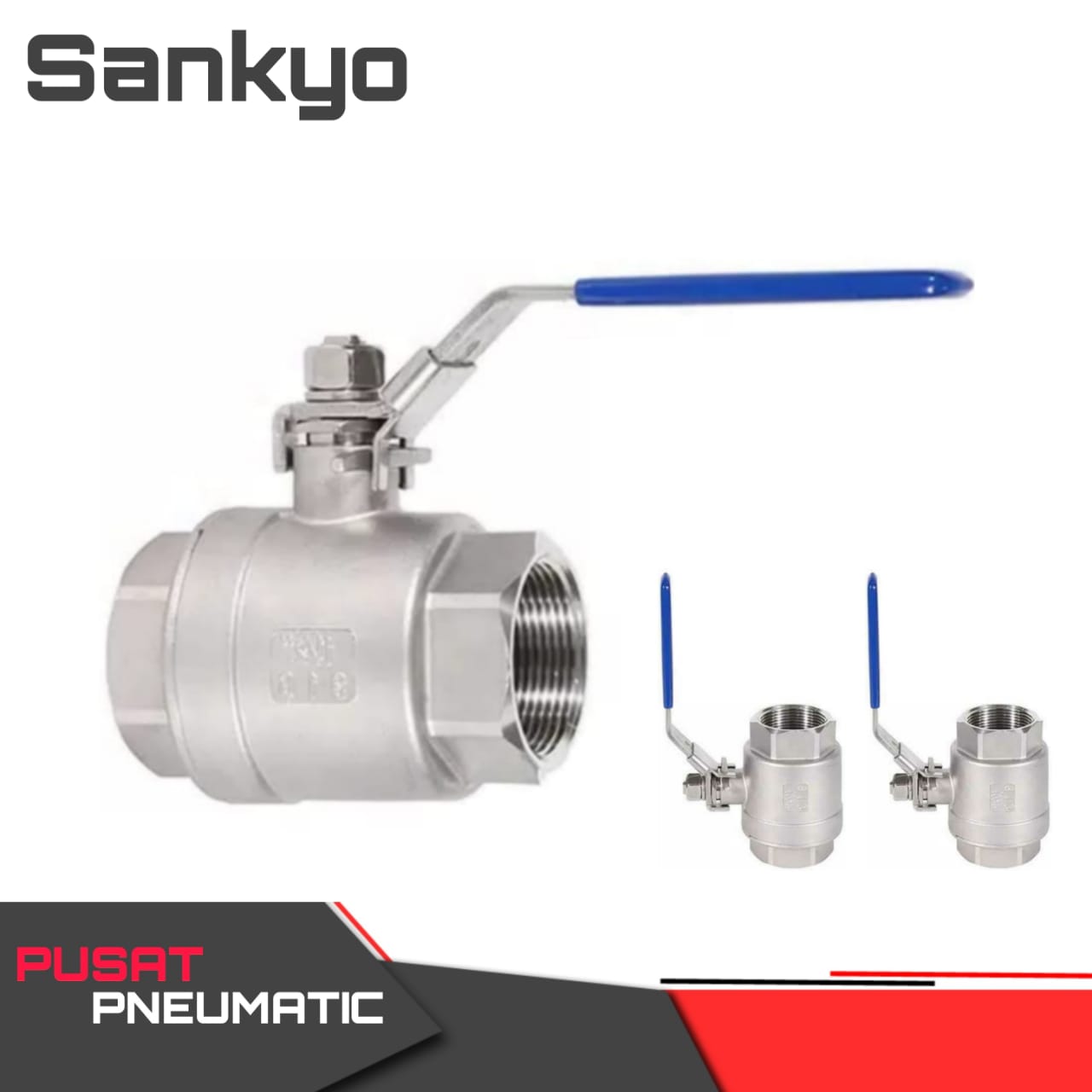 1/4" Ball Valve Sankyo Type 2Pc Body Ball Valve Stainless Stop Kran ...
