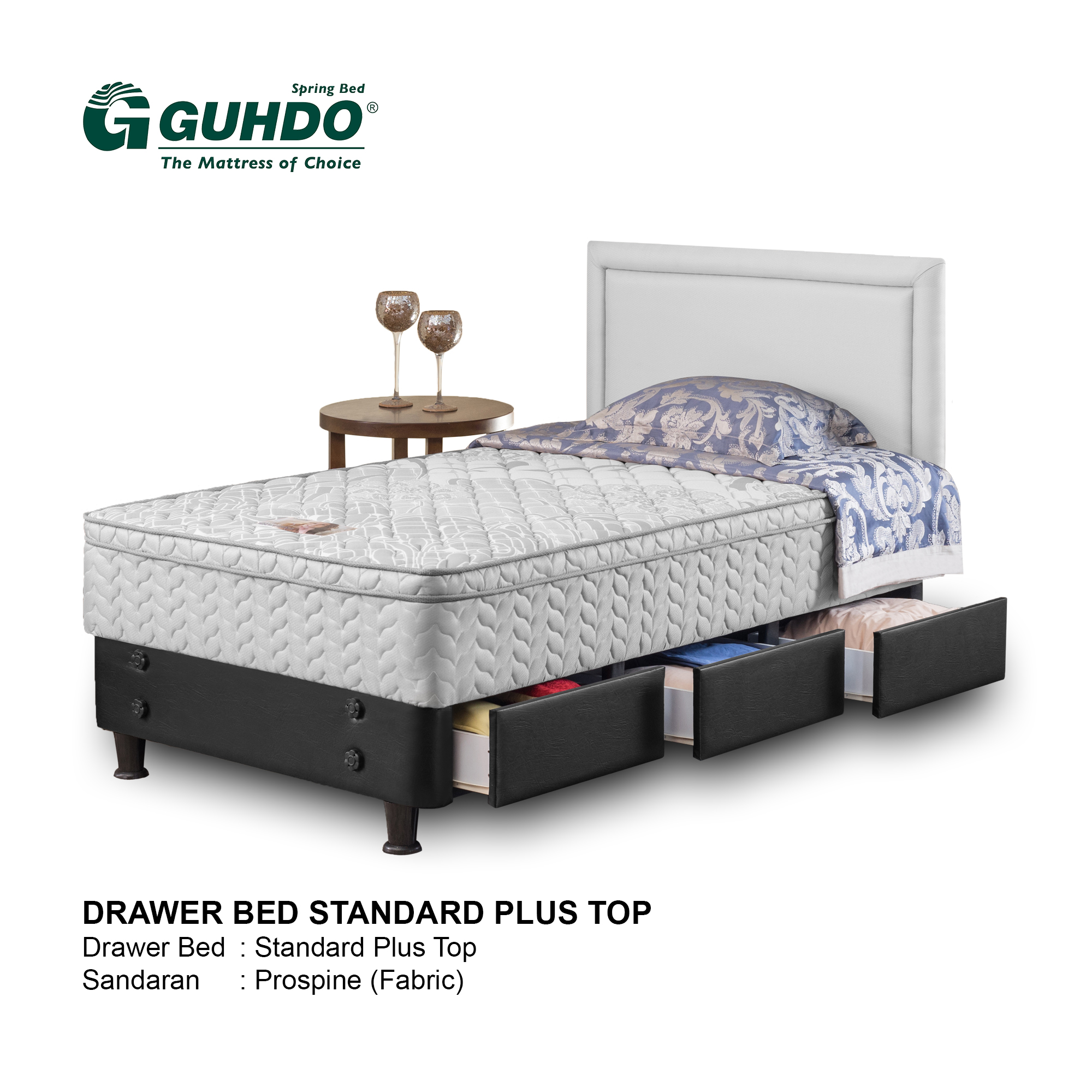 Kasur Spring Bed Guhdo Standard Drawer Plushtop Uk 100 x 200 HB Prospine Fullset Abu - Khusus ...